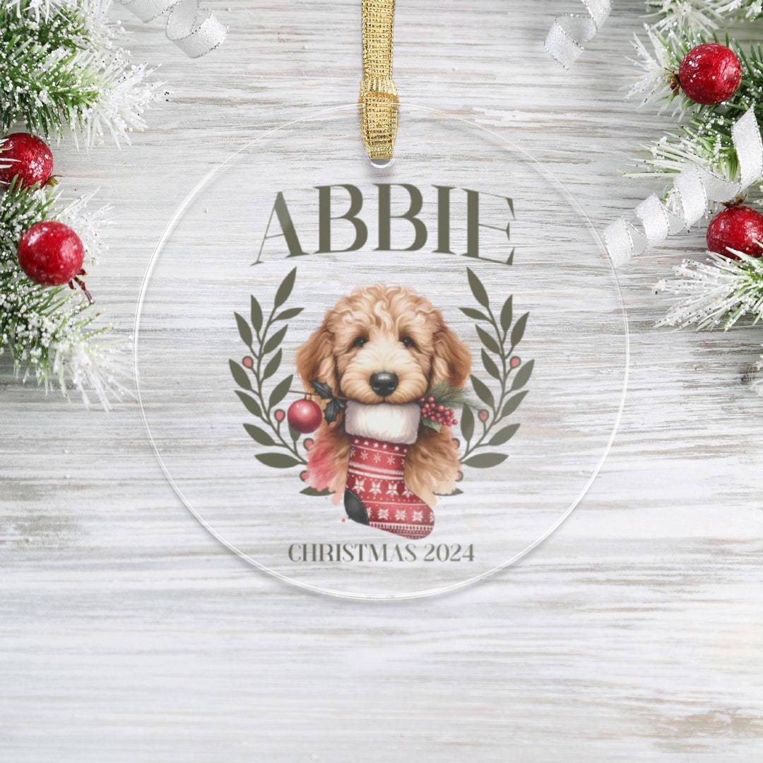 Custom Goldendoodle Acrylic Christmas Ornament First Christmas Dog ...