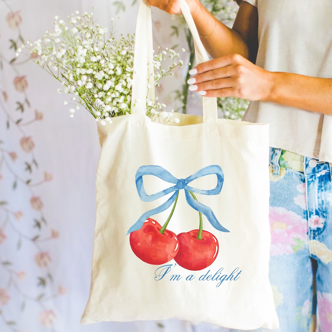 Cherry Tote Bag Coquette Tote Bag I'm a Delight Coquette Aesthetic Soft ...