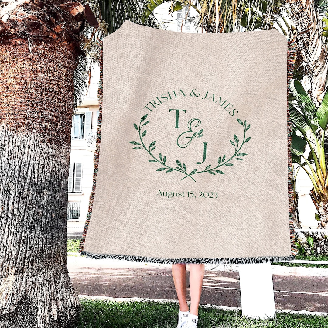 Personalized Initials Woven Blanket Initials Woven Tapestry Engagement ...