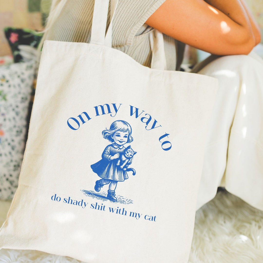 Funny Cat Meme Tote Bag Weird Tote Bag Cat Lover Gift Cat Mom Gift ...