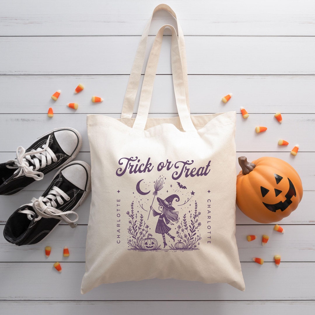 Personalized Witch Trick or Treat Bag Custom Halloween Tote Bag Witch ...