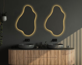 Backlit Irregular Mirror - Etsy