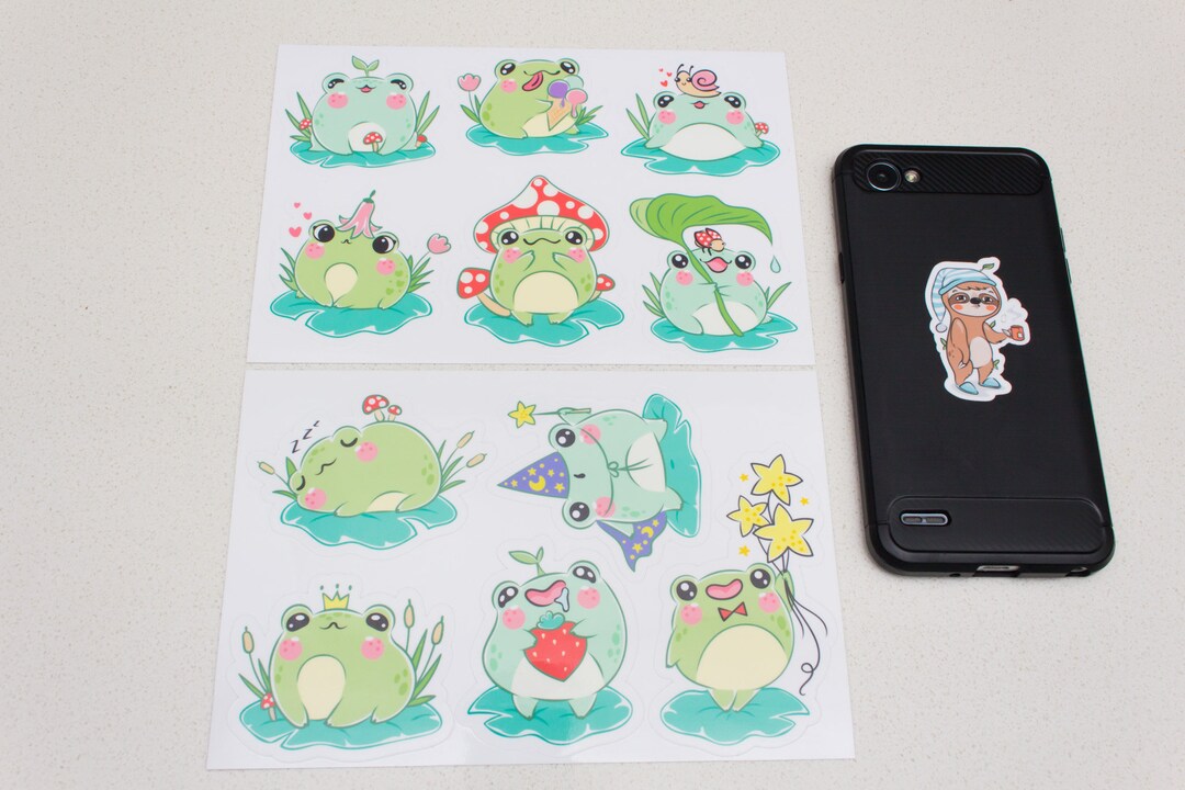 Cute Kawaii Frogs - Vinyl Laminated Waterproof Sticker - Etsy