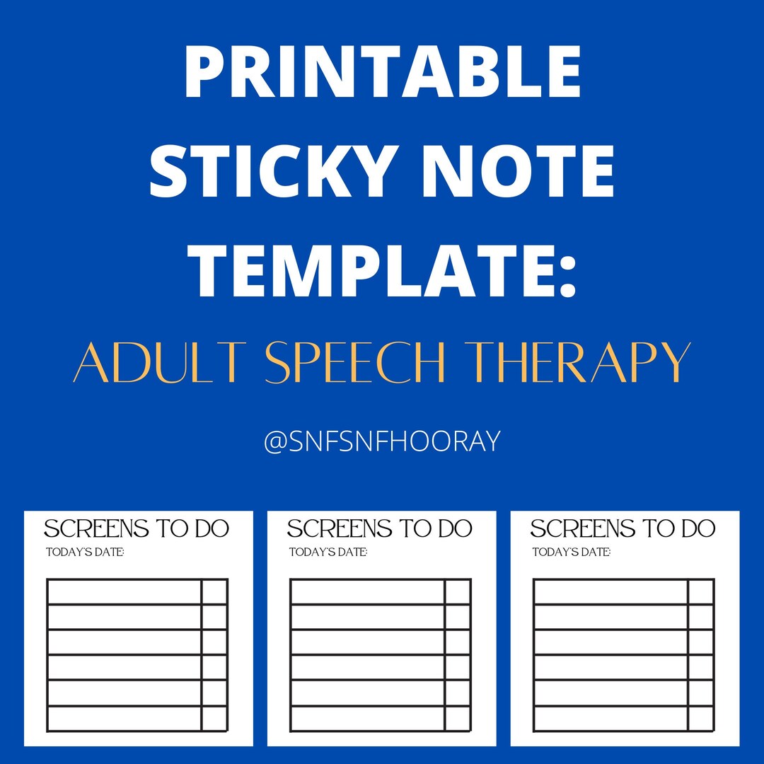 Printable Sticky Notes for Speech Therapy - Etsy