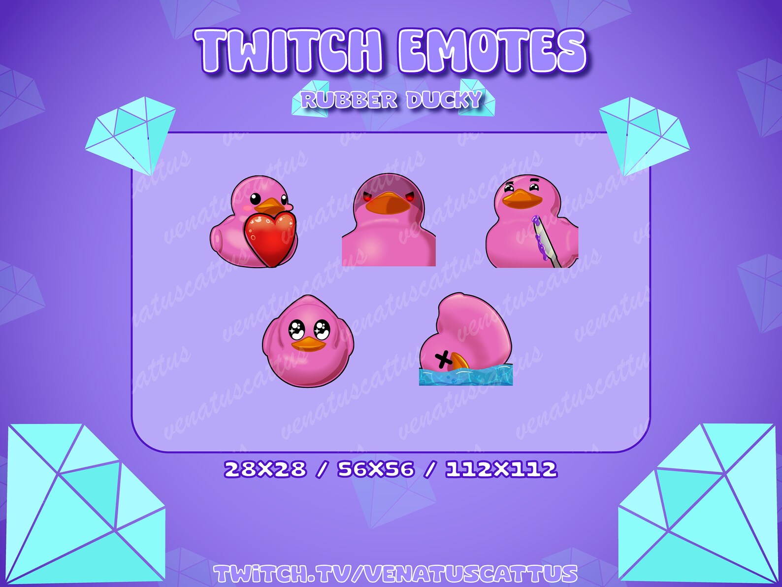 Cute Kawaii Pink Rubber Ducky Emotes Twitch Discord Youtube - Etsy