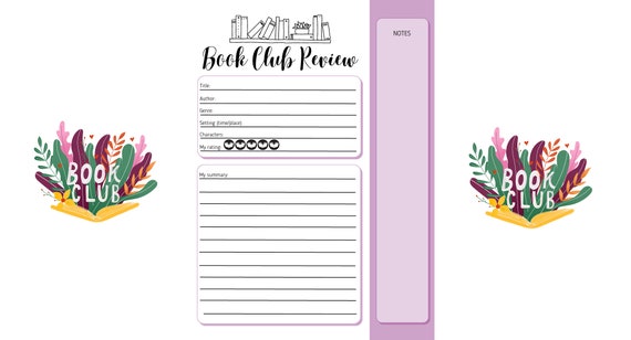 Book Club Review Instant Download PDF Book Club Template - Etsy