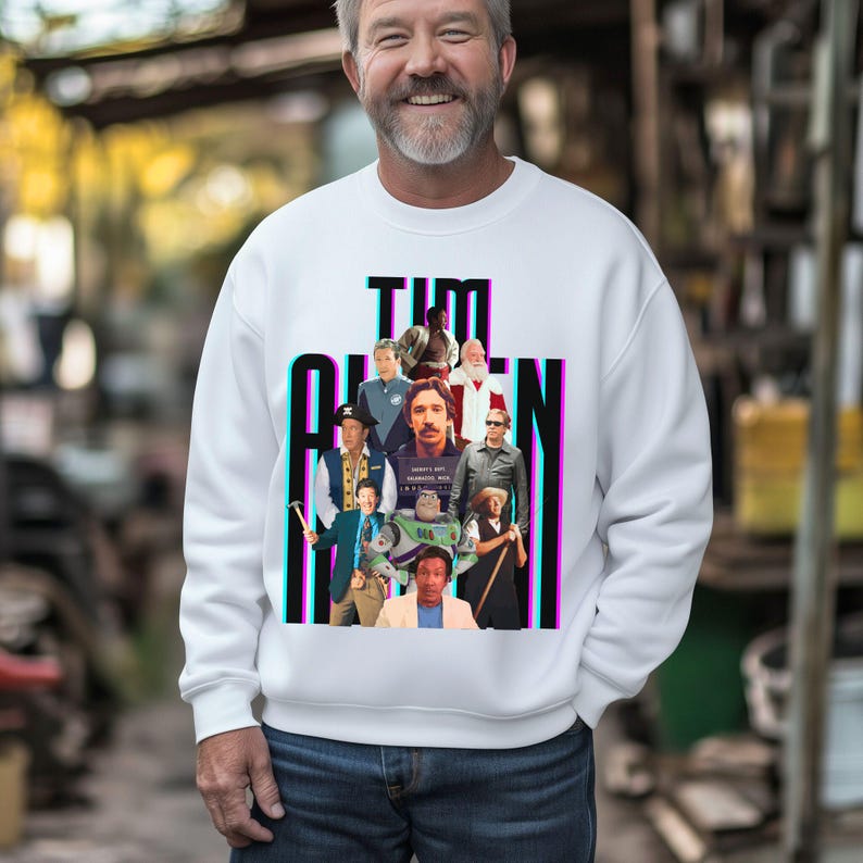 Hilarious Tim Allen Crewneck, Mugshot & Iconic Movie Roles Sweatshirt ...