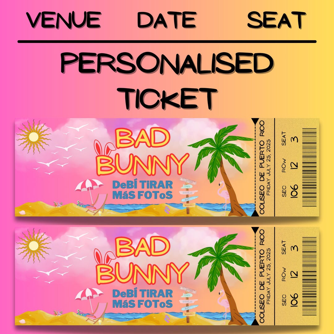 Bad Bunny World Tour DebÍ Tirar MáS Fotos Custom Personalised DIGITAL ...