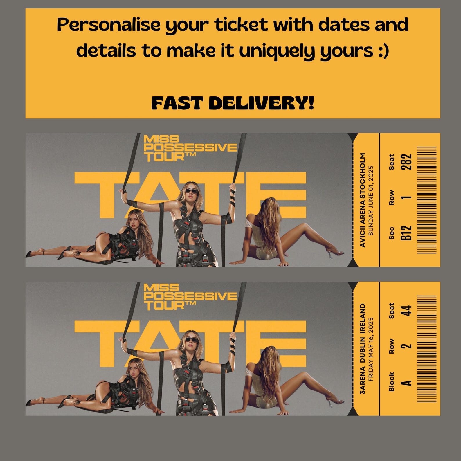 Tate Mcrae - Miss Possessive World Tour 2025 Custom Personalised ...