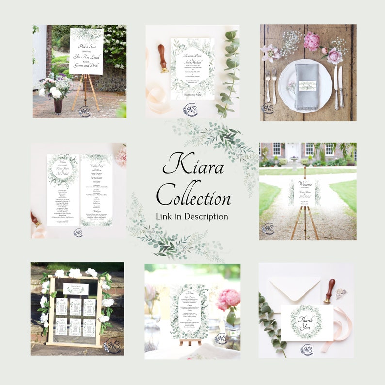 KIARA WEDDING PROGRAM Template, Eucalyptus, Sage Green, Editable ...