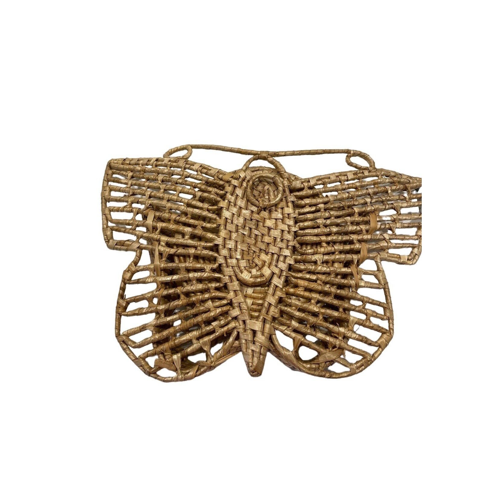 Vintage Boho Woven Straw Butterfly Holder Set of 4 Trivet Set Plate ...