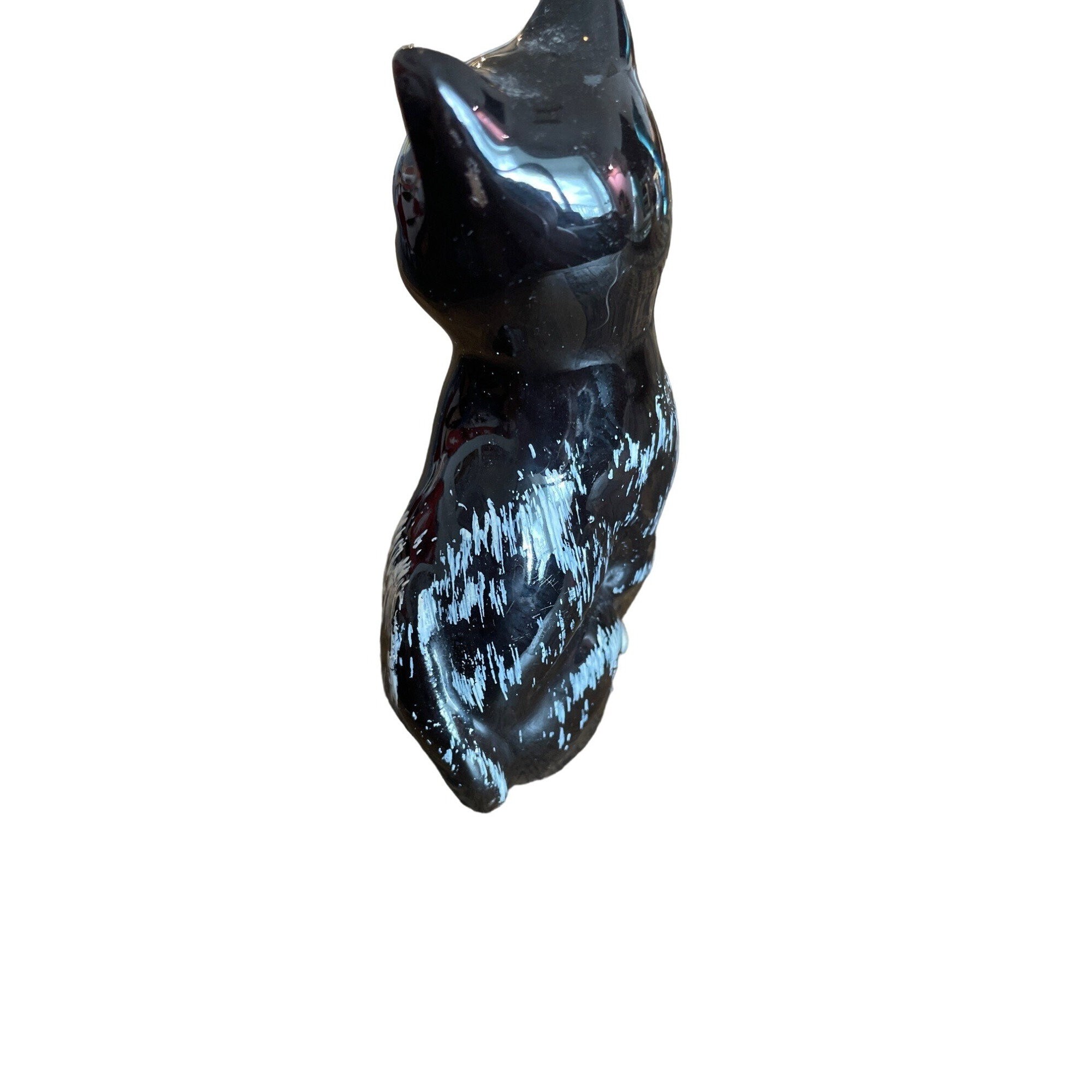 Vintage 50s Cat Figurine Redware Black Glaze Figurine 5 Tall Ceramic - Etsy