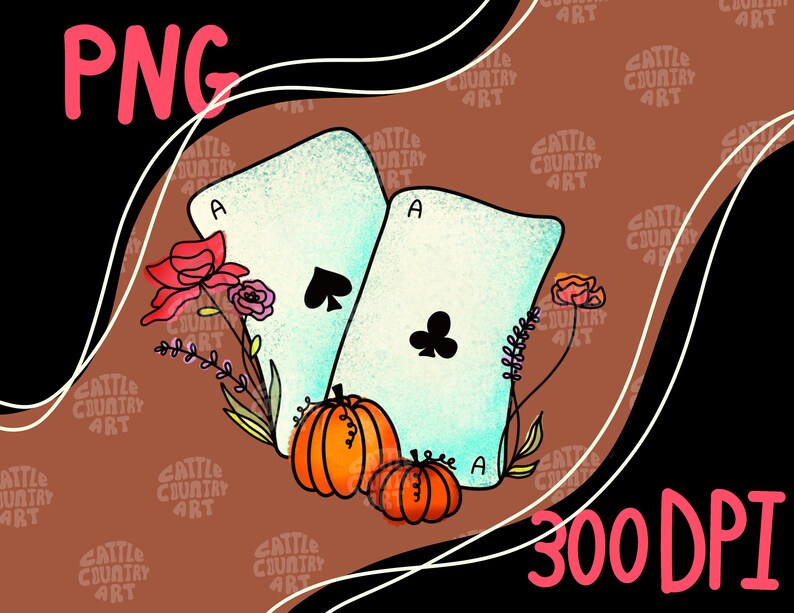 Ace of Spades Cards Pumpkins Flowers Fall Png File - Etsy