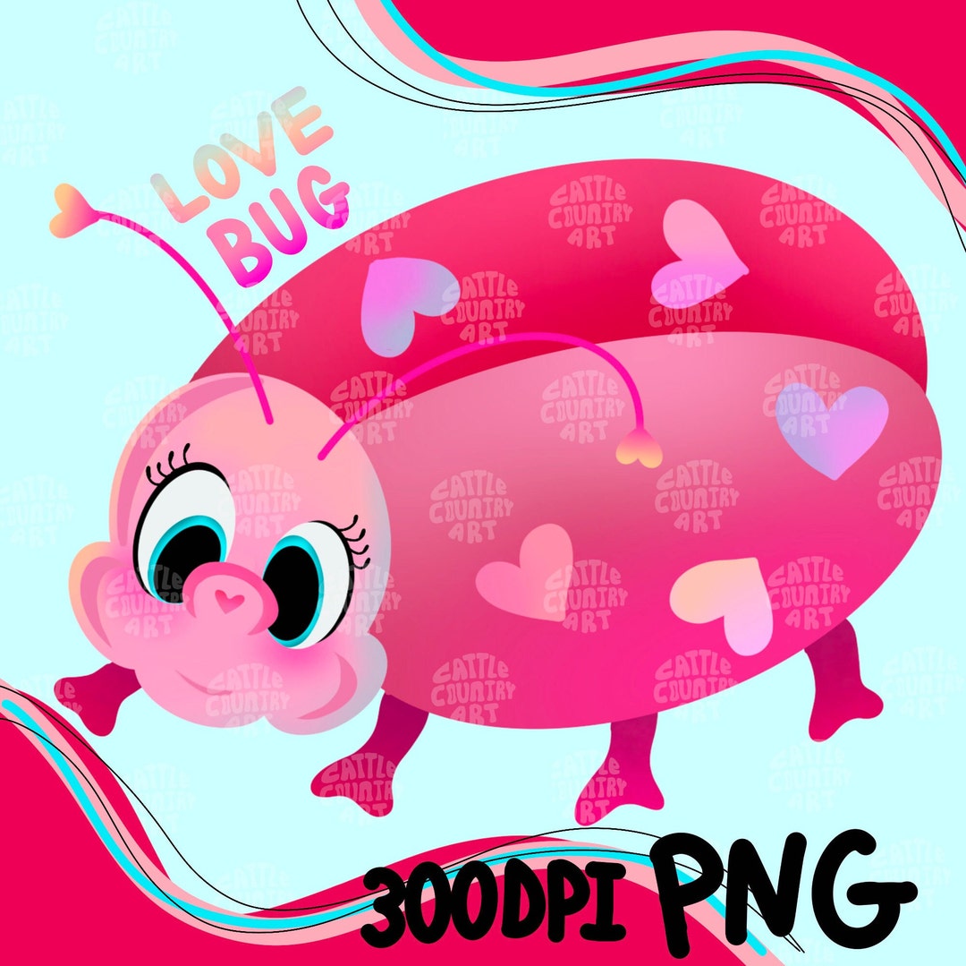 Valentine’s Day Love Bug PNG Pink Cute Digital Art - Etsy
