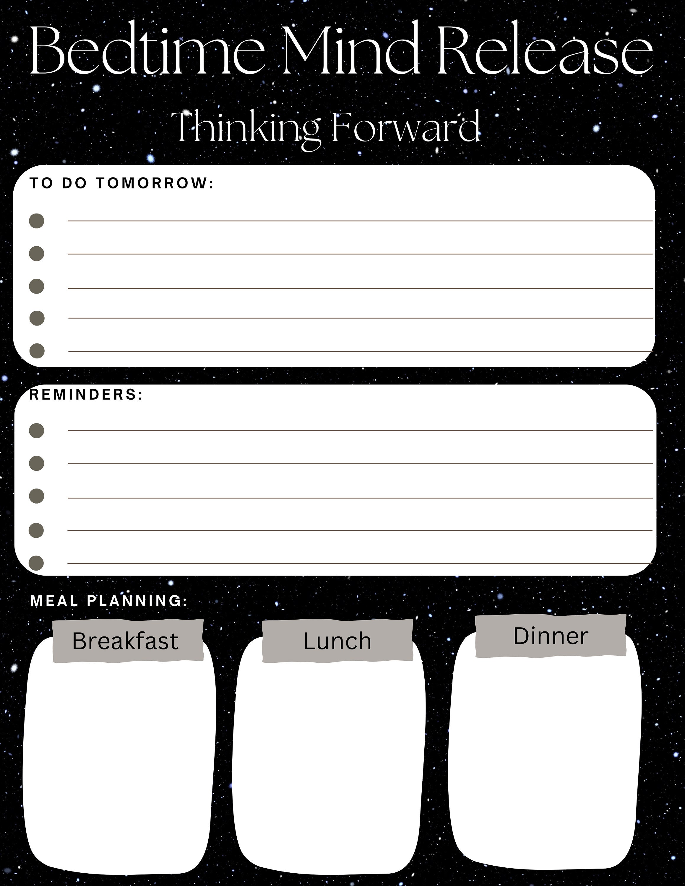 Bedtime Journal: Nightly Digital/printable- Night Stars - Etsy