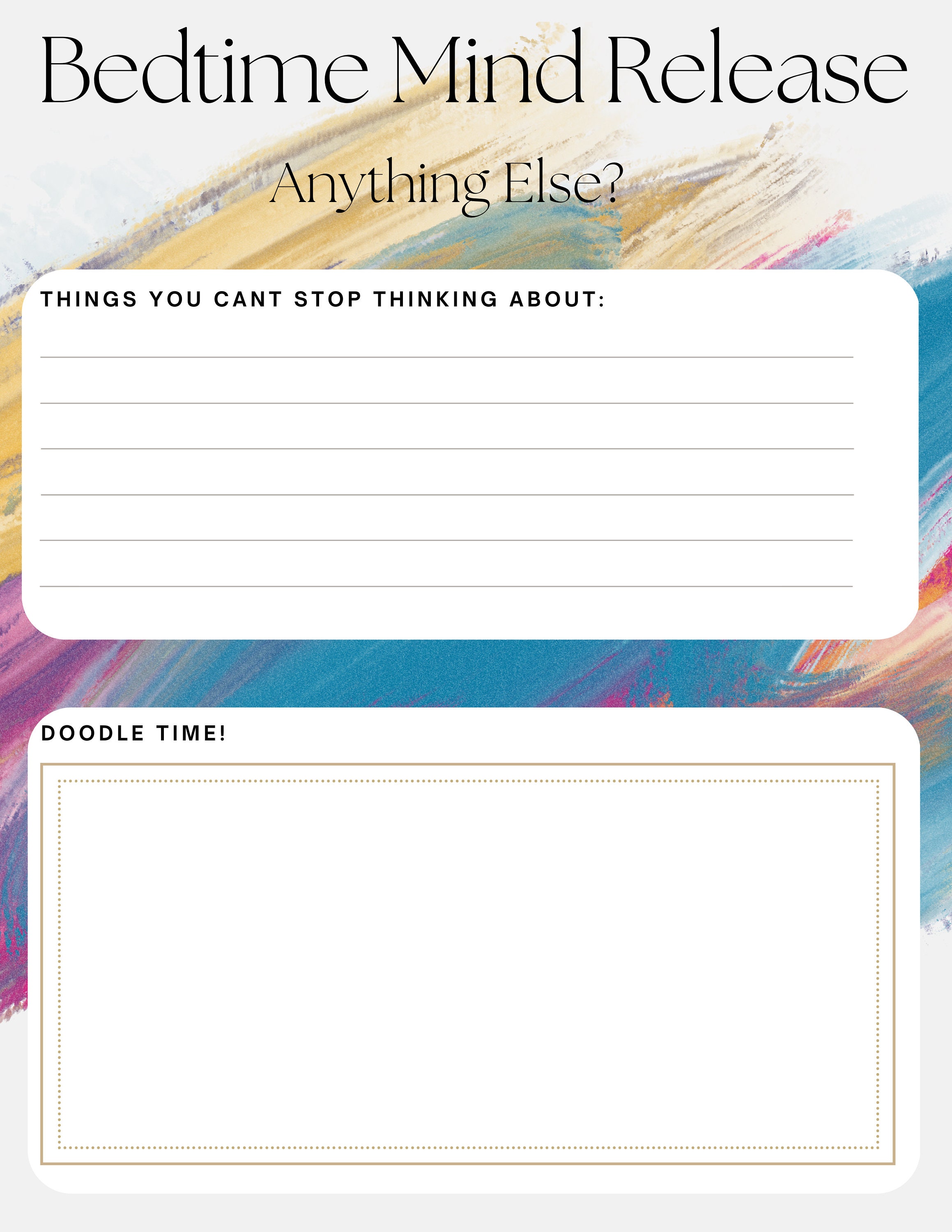 Bedtime Journal: Nightly Digital/printable- Paint - Etsy