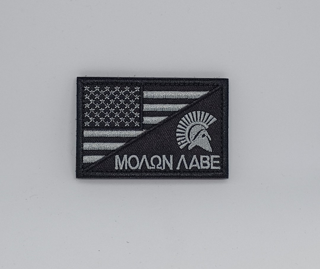 Molon Labe Spartan Head USA Flag Stars Stripes Embroidered Hook & Loop ...