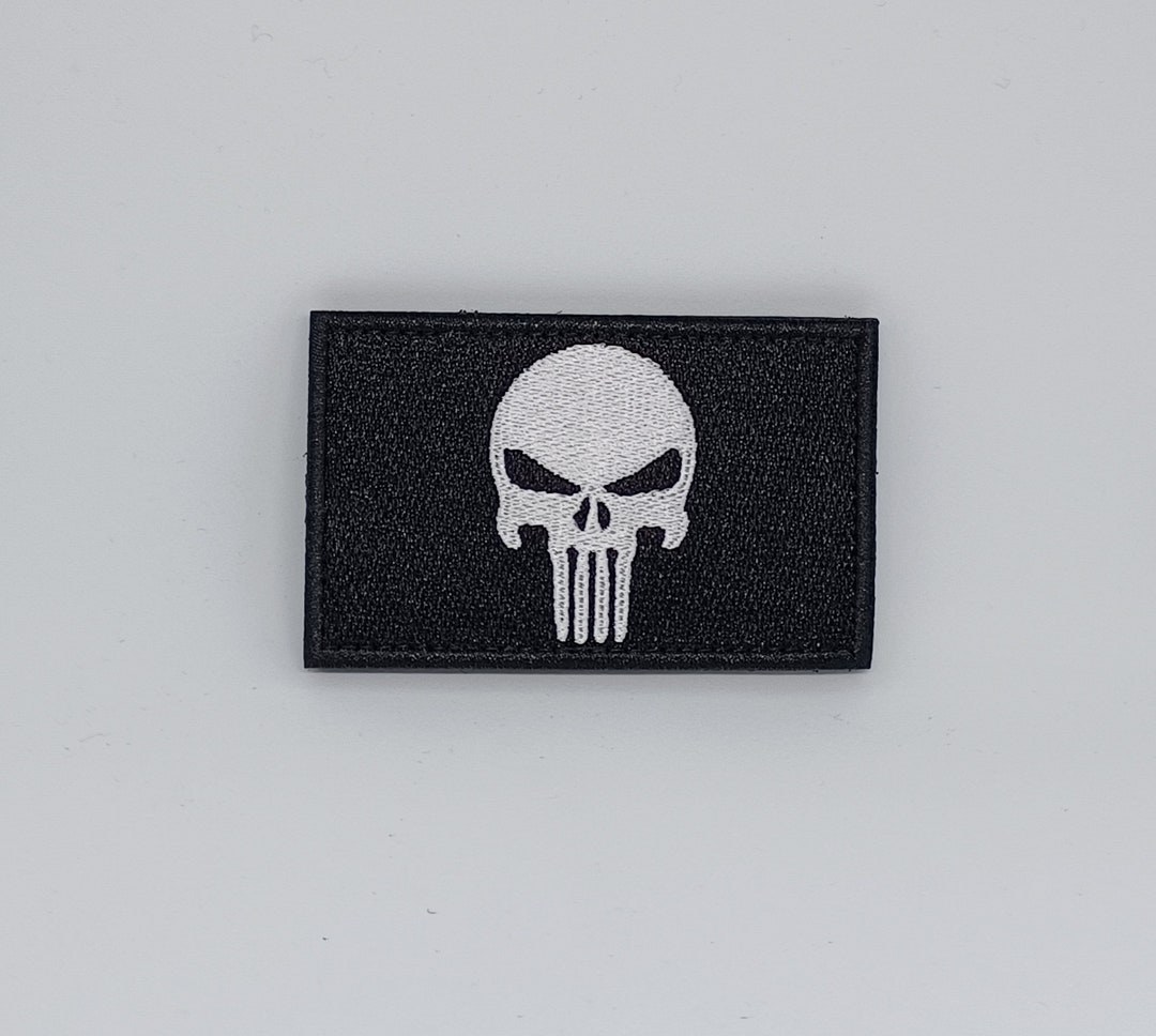 Punisher Skull Embroidered Hook & Loop Tactical Morale Patch Black White Color - Etsy