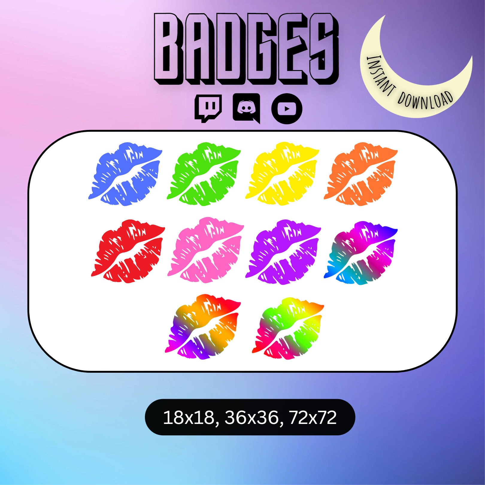 Kissy Lips Badges for Twitch | Discord | Youtube - Etsy