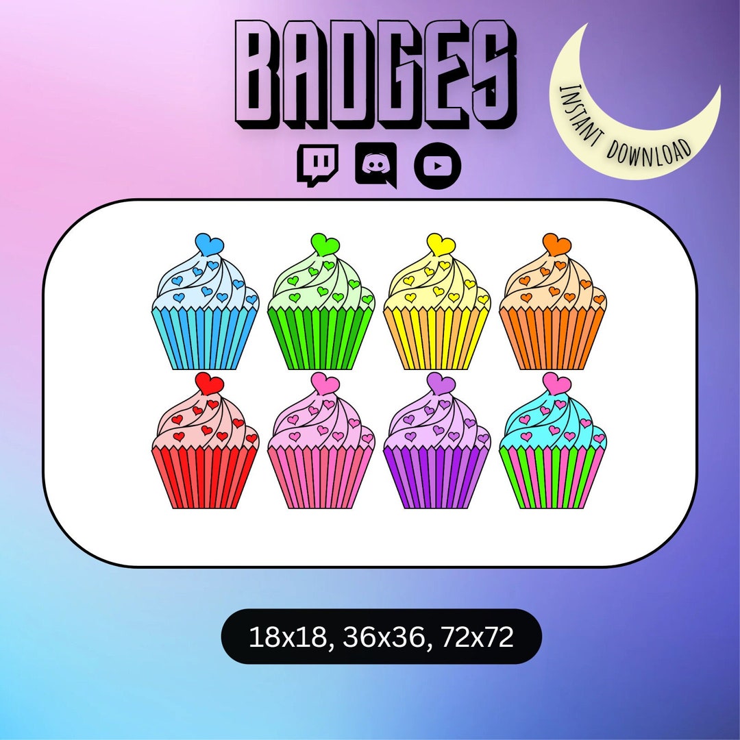 Cupcake Badges for Twitch | Discord | Youtube - Etsy