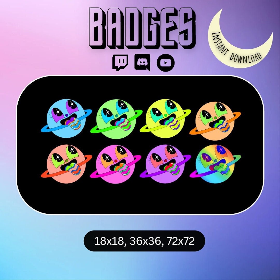 Trippy Saturn Badges for Twitch | Kick | Discord - Etsy