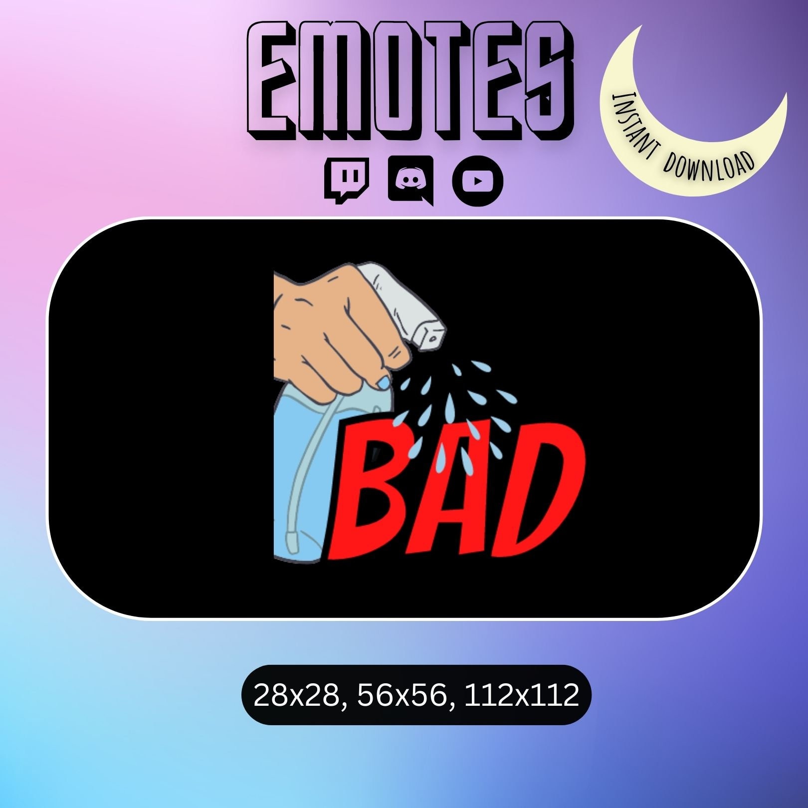 BAD Emote | Twitch | Discord | KICK | Youtube - Etsy