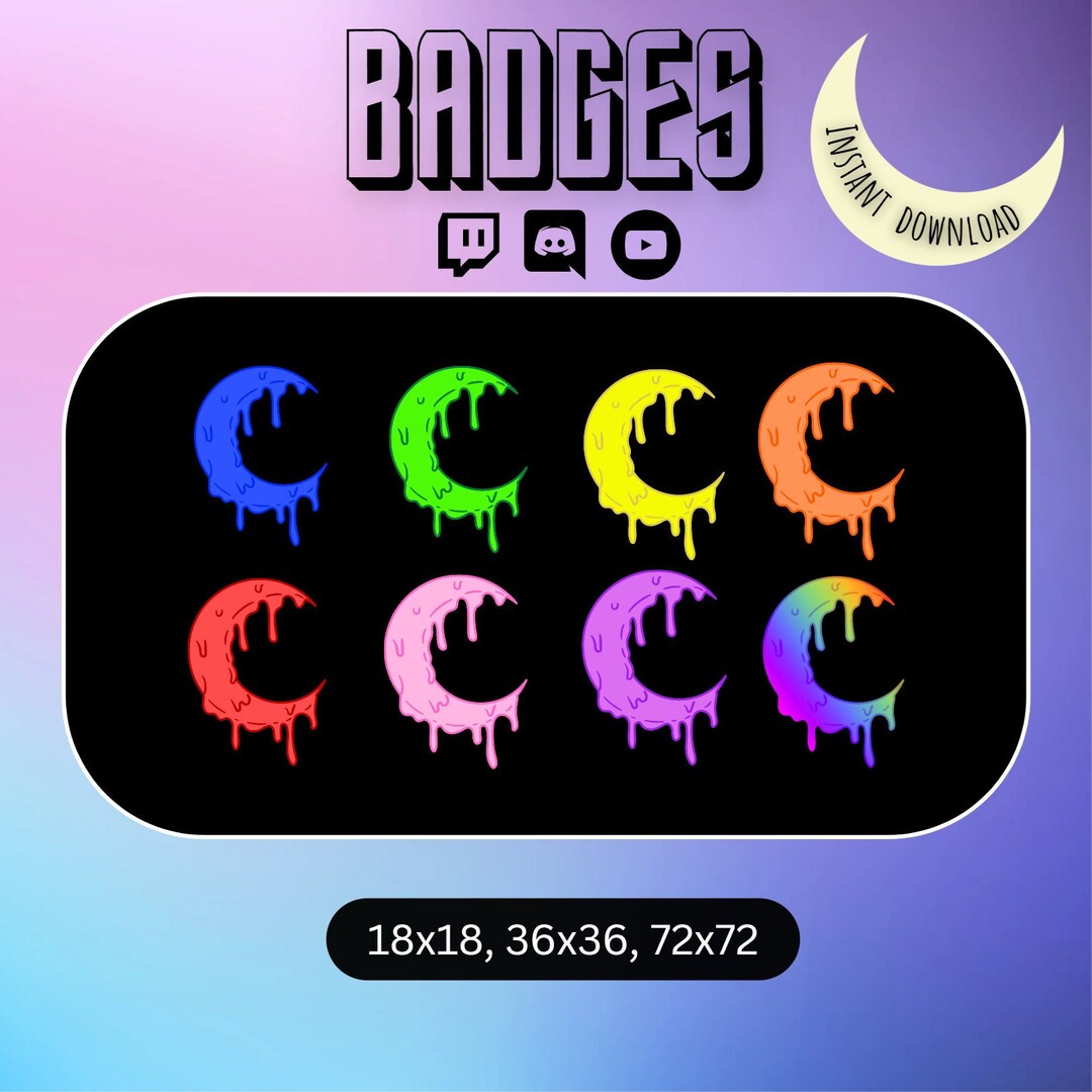 Melted Moon Badges for Twitch | Discord | Youtbe - Etsy