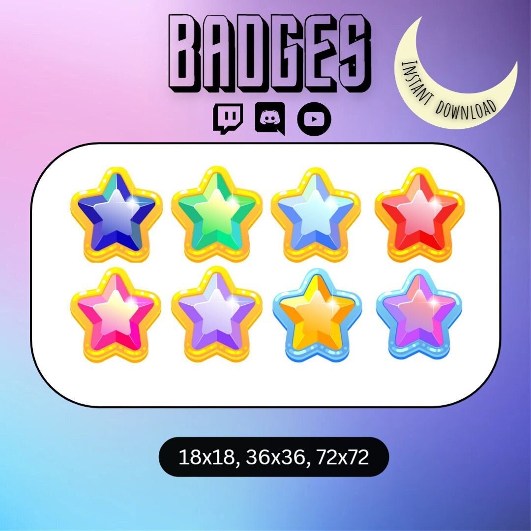 Jewel Star Badges for Twitch | Discord | Youtube - Etsy