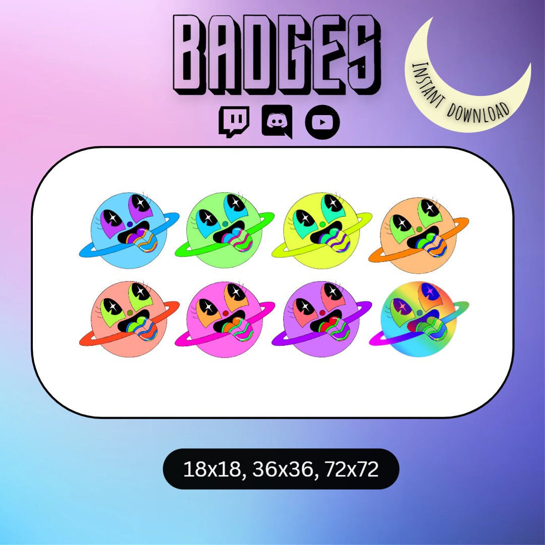 Trippy Saturn Badges for Twitch Kick Discord - Etsy