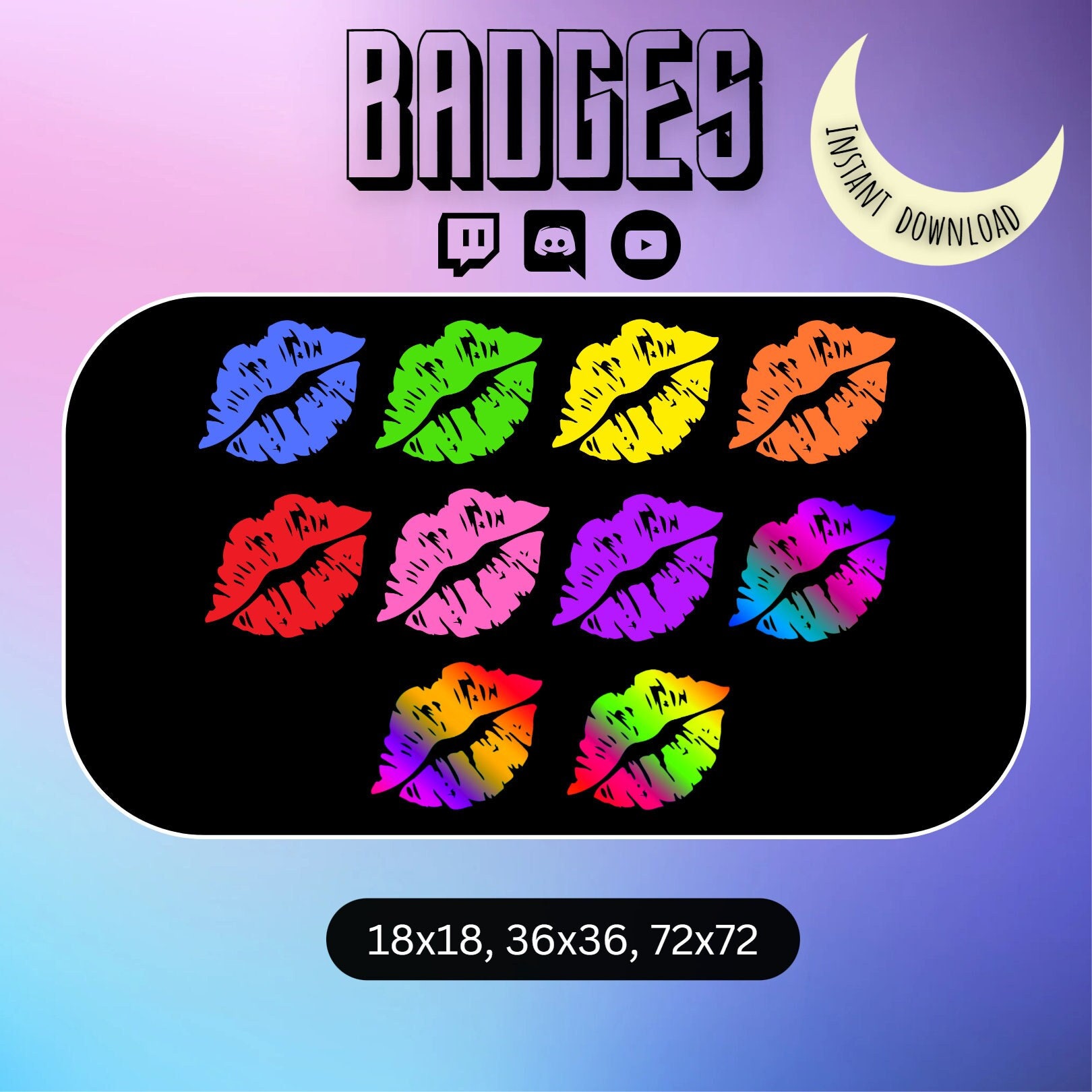 Kissy Lips Badges for Twitch | Discord | Youtube - Etsy