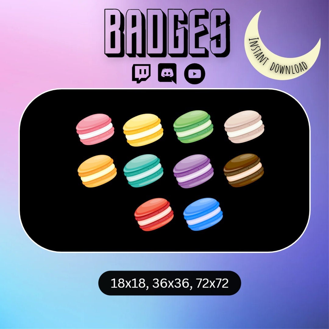 Cute Macaron Badges for Twitch | Discord| Youtube - Etsy
