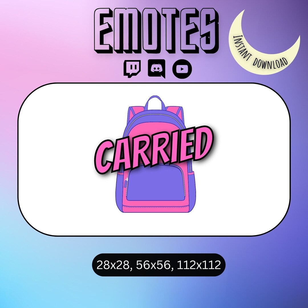 Cute CARRIED Emote | Twitch | Discord | KICK | Youtube - Etsy