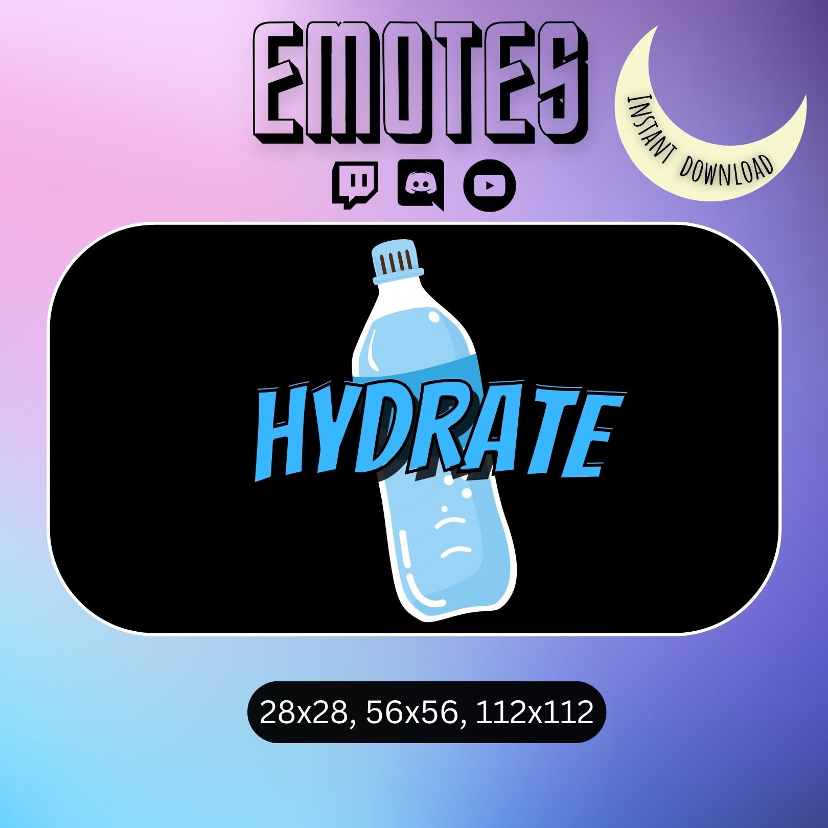 Hydrate Twitch Emote | Twitch | Discord | KICK | Youtube - Etsy