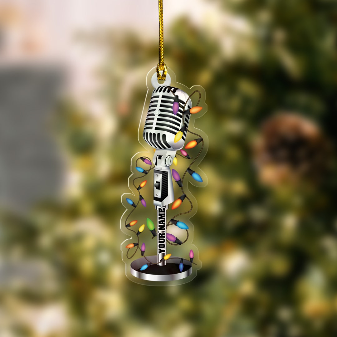 Personalized Microphones Stand Ornament,microphone Christmas Ornament ...