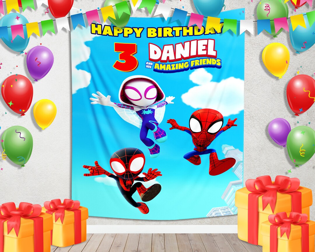 Spidey Amazing Friends Birthday Party Backdrop/spiderman - Etsy