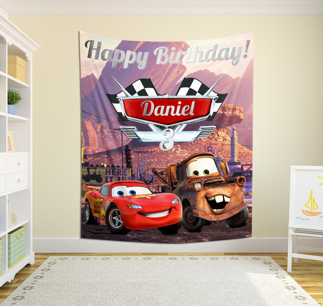 Disney Car Birthday Backdrop/lighting Mcqueen Backdrop/race - Etsy