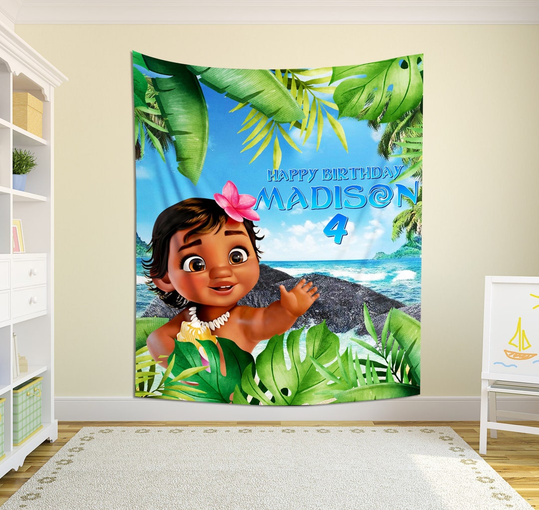 Moana Birthday Party Backdrop/moana Birthday Banner/custom - Etsy