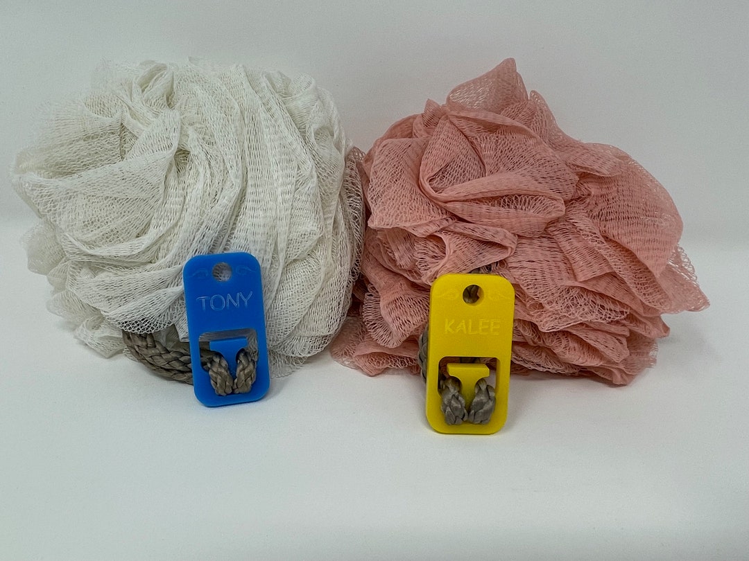 SET OF 2 - Personalized Acrylic Loofah/sponge Tags, Laser-etched Label ...