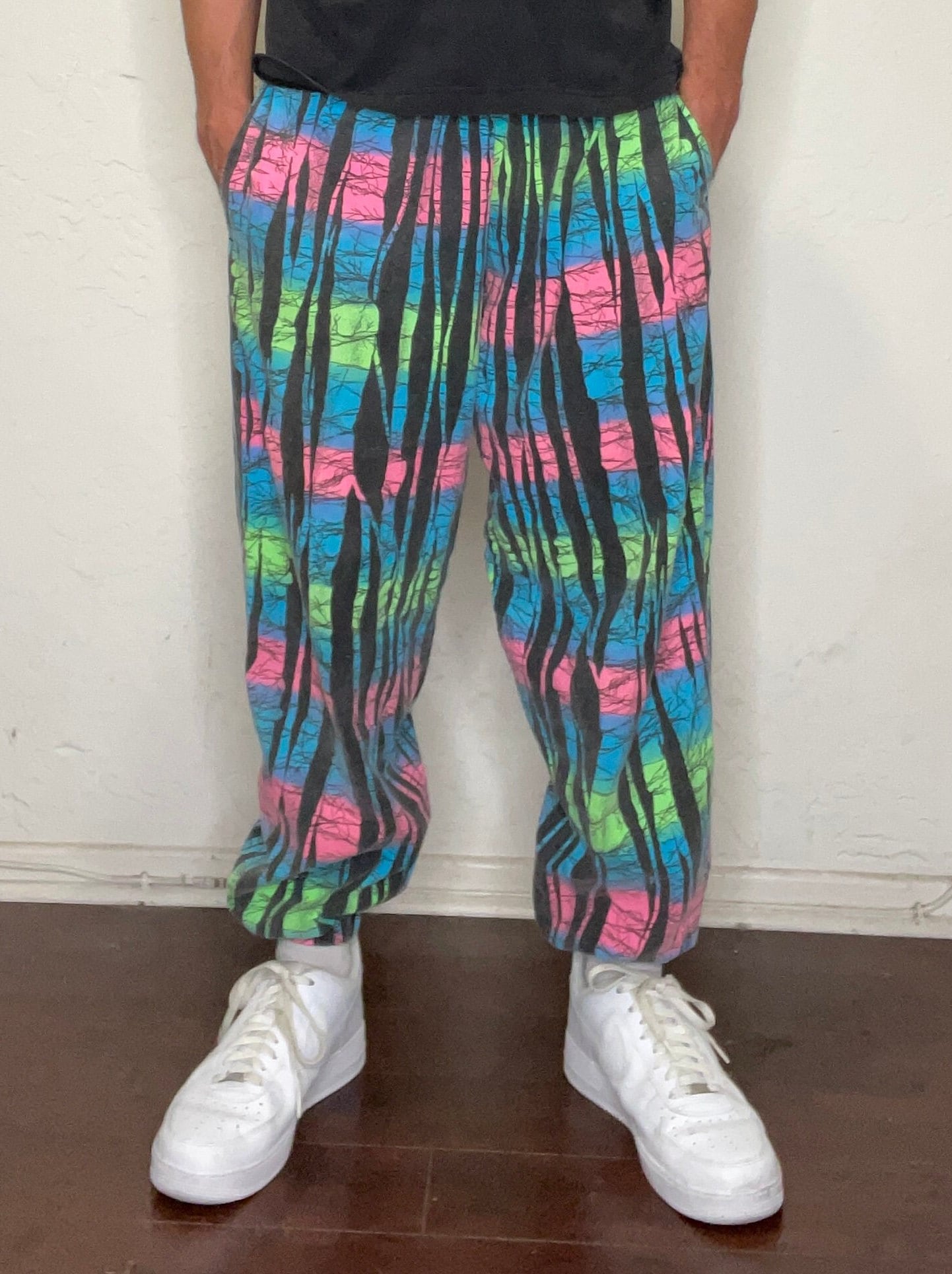 1980s Neon Geometric Pattern Parachute Pants Store | emergencydentistry.com