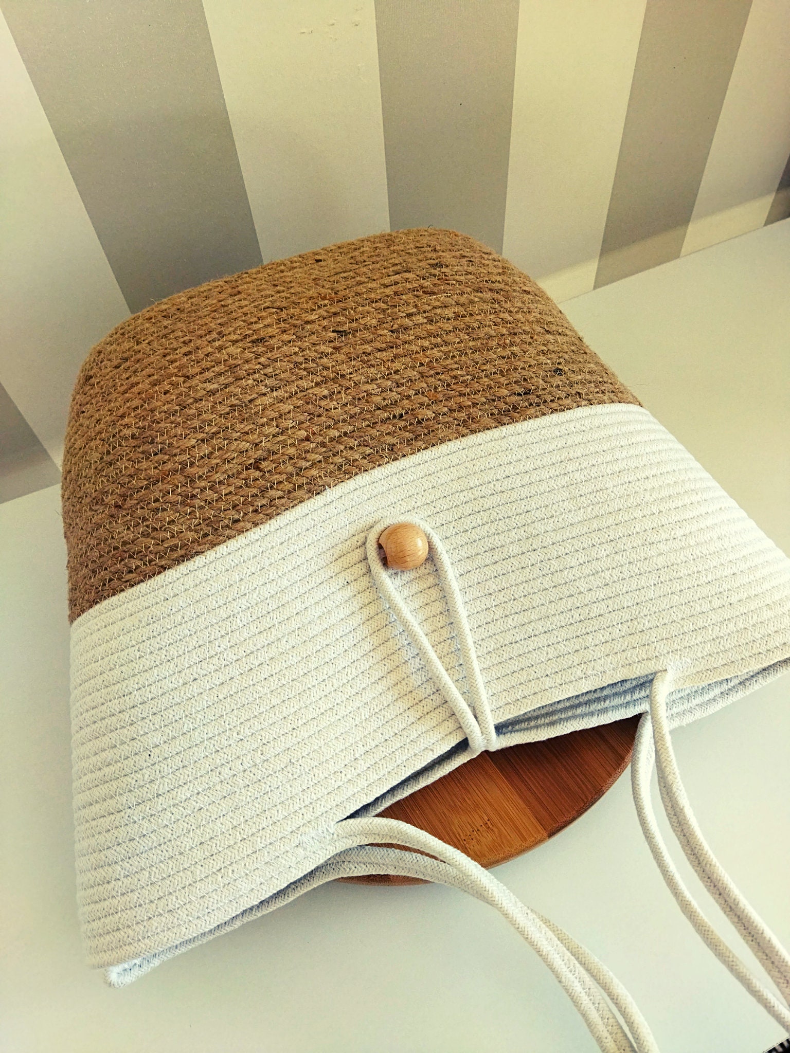 Straw ,rope Bag, Straw, White, Beach Bag , Shoulder Bag , Handbag ...