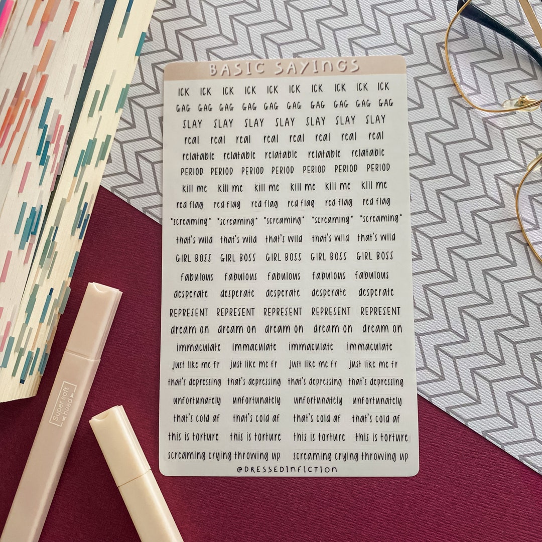 Basic Sayings 5th Edition Sticker Sheet, Book Annotating, Book Journal ...