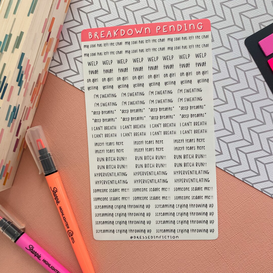 Breakdown Pending Sticker Sheet, Annotating Stickers - Etsy