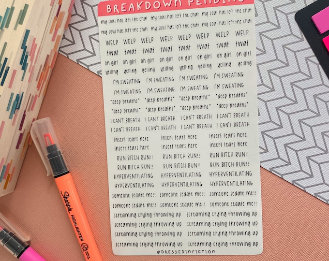 Breakdown Pending Sticker Sheet, Annotating Stickers - Etsy