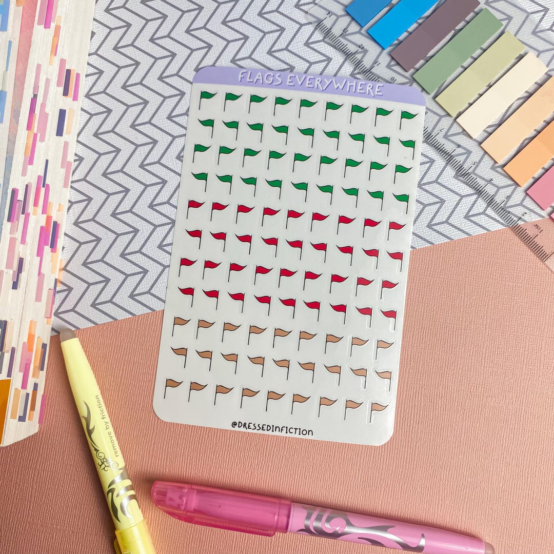 Flags Everywhere Sticker Sheet, Book Annotating Stickers - Etsy