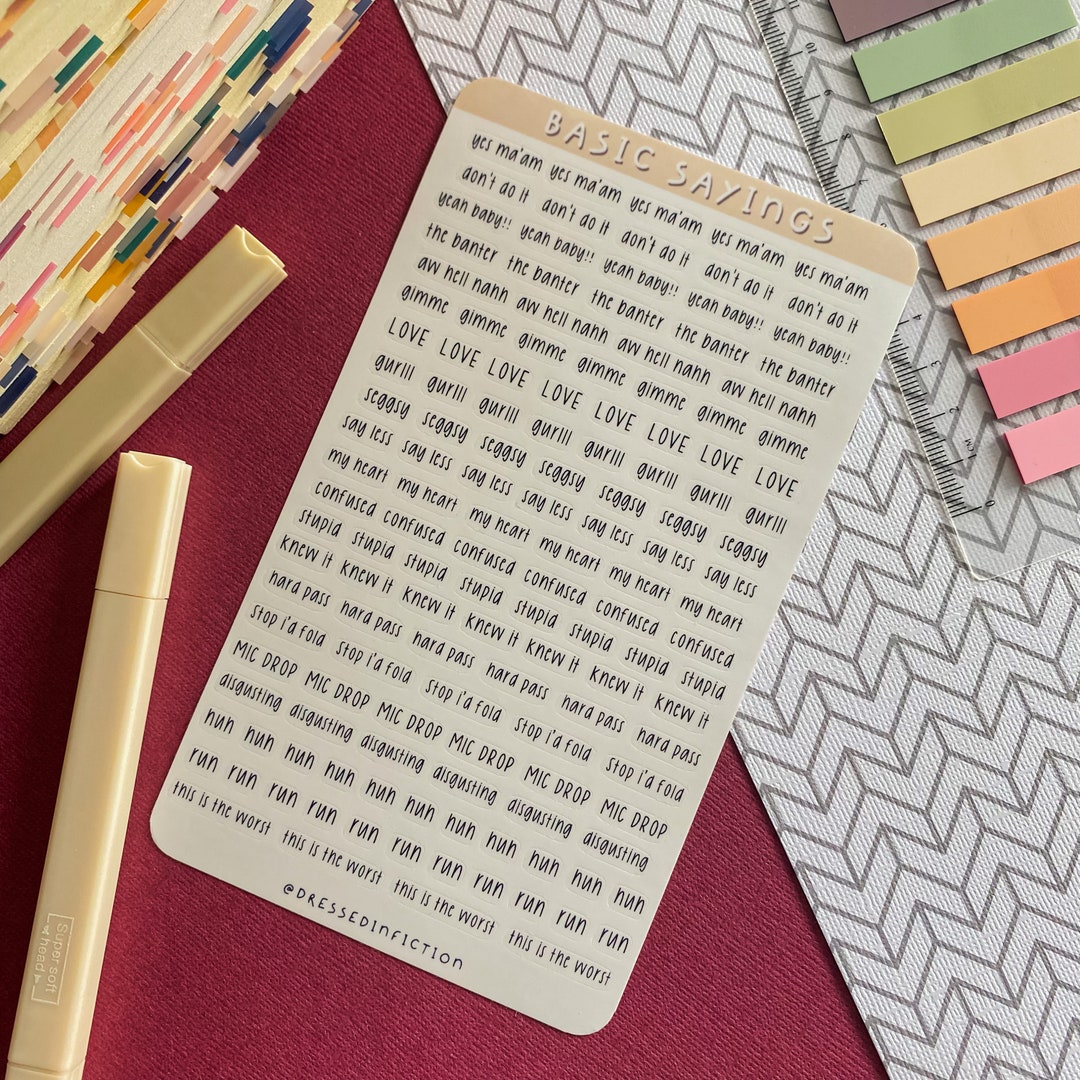 Basic Sayings 2nd Edition Sticker Sheet, Book Annotating, Book ...
