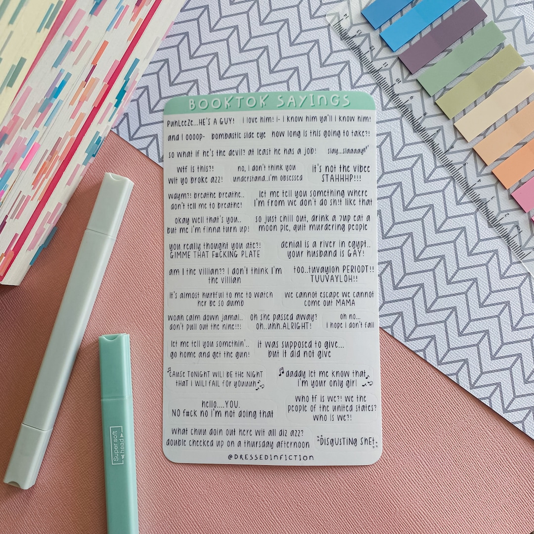 Booktok Sayings Sticker Sheet, Book Annotating Stickers, Book Journal ...