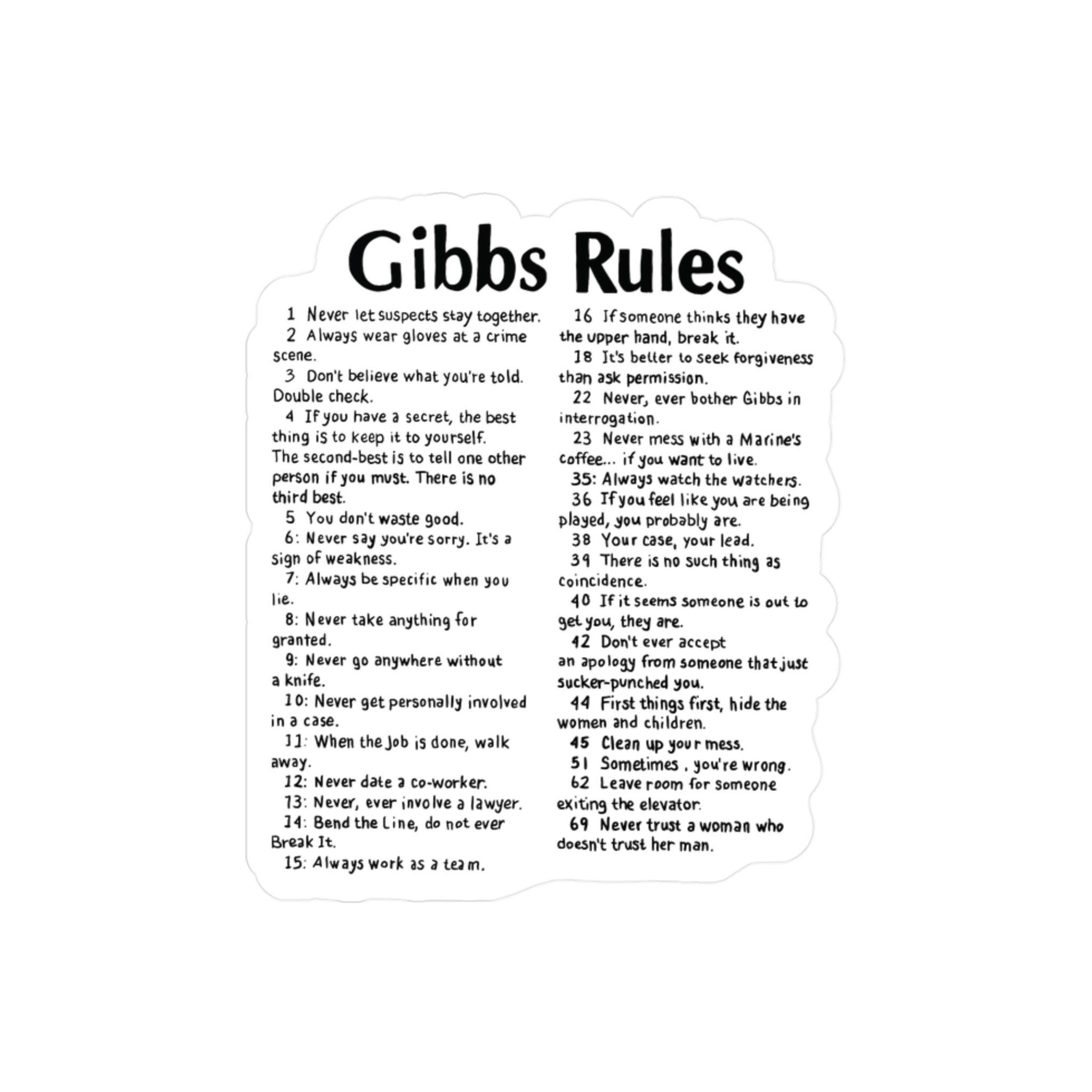 NCIS Gibbs Rules Sticker, Laptop Sticker, Tv Show Sticker, Vinyl ...