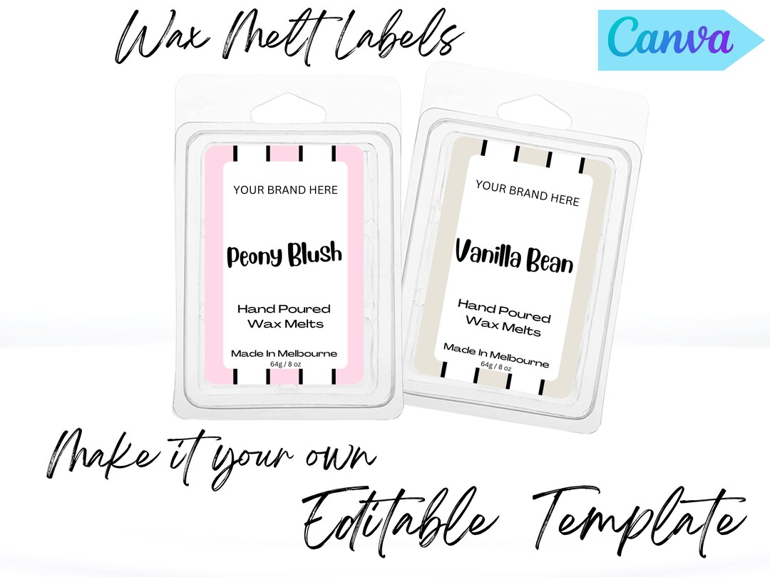 Wax Melt Label, Editable Template Minimalist, DIY, Instant Download ...