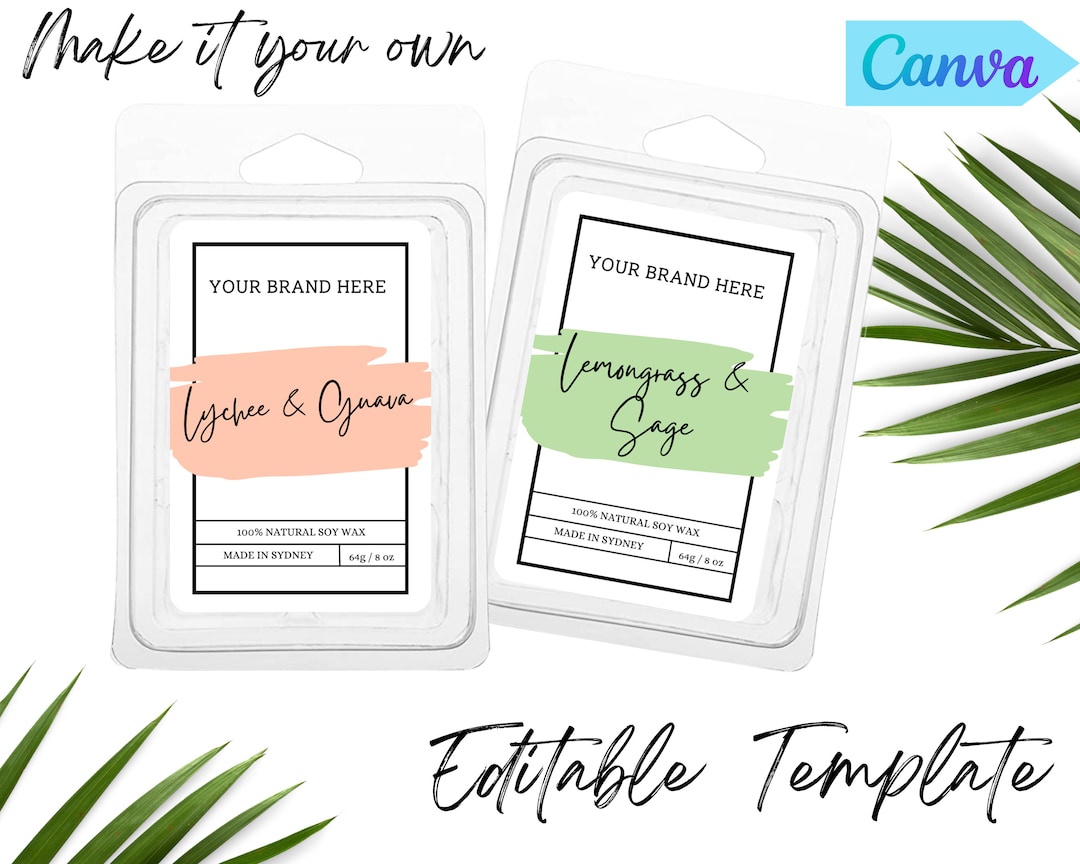 Wax Melt Label Editable Template Minimalist DIY Instant - Etsy