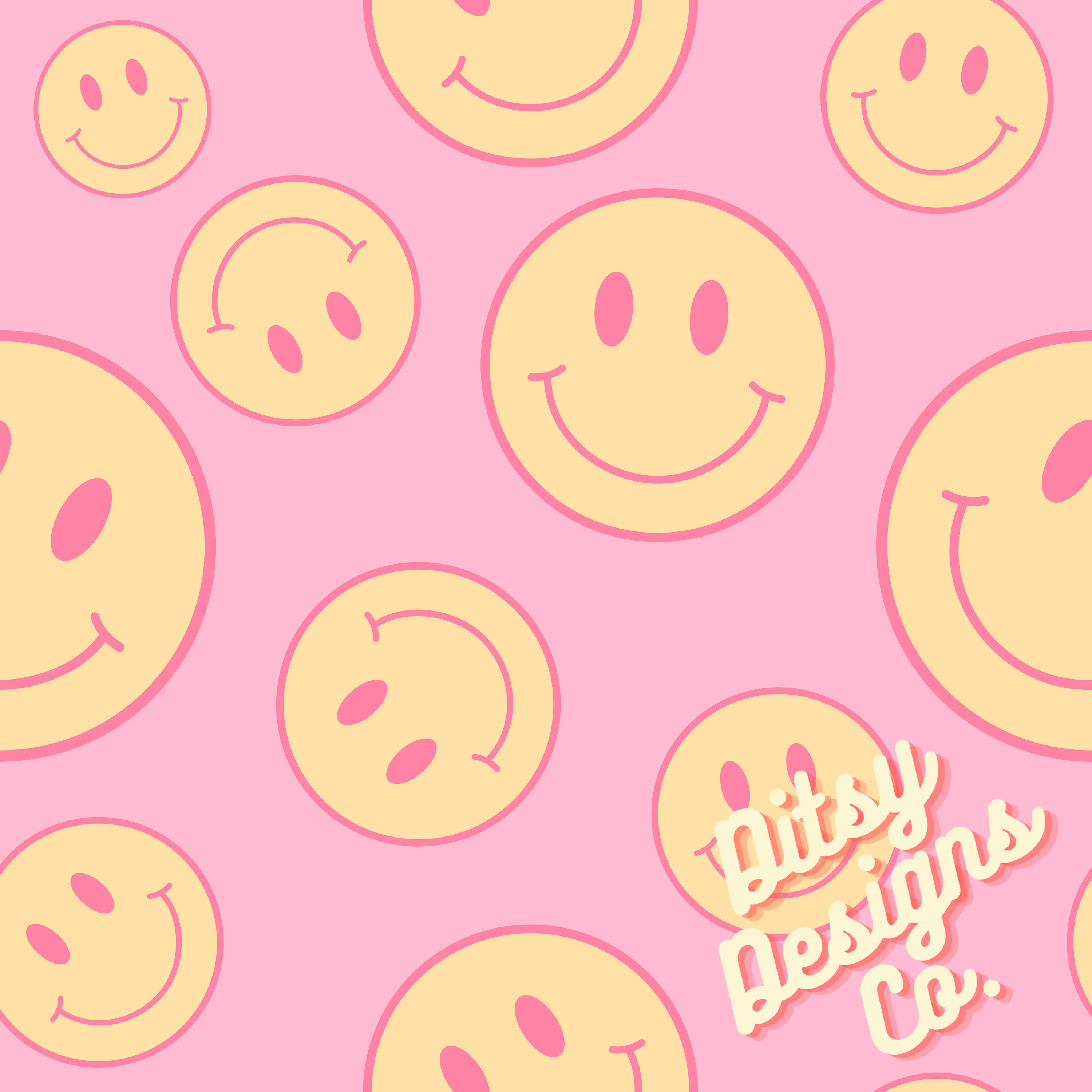 Pink Smiley Seamless Design, Pink Girly Pattern, Digital Seamless ...